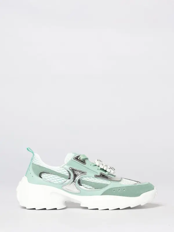 ROGER VIVIER Viv' On The Run" Sneakers In Mesh And Suede - Silver