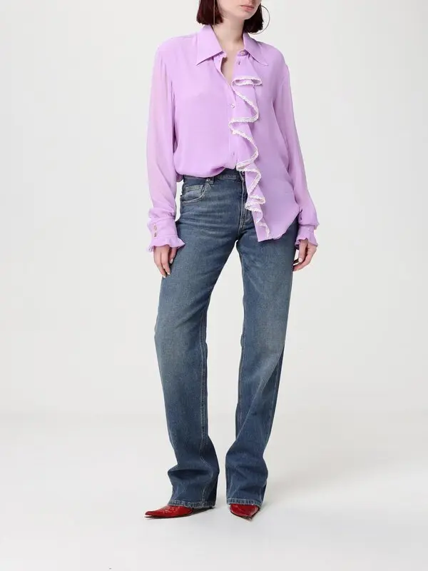 Blumarine Slim Fit Distressed Logo Jeans