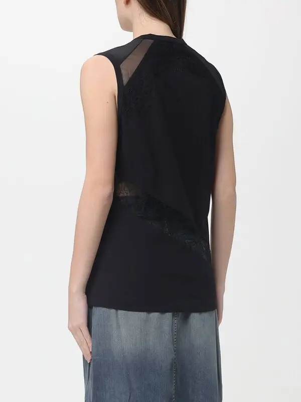 Pinko Cotton Top With Lace Inserts - Black