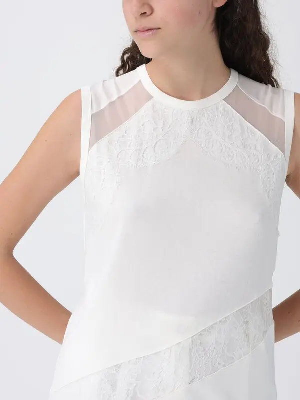 Pinko Cotton Top With Lace Inserts - White