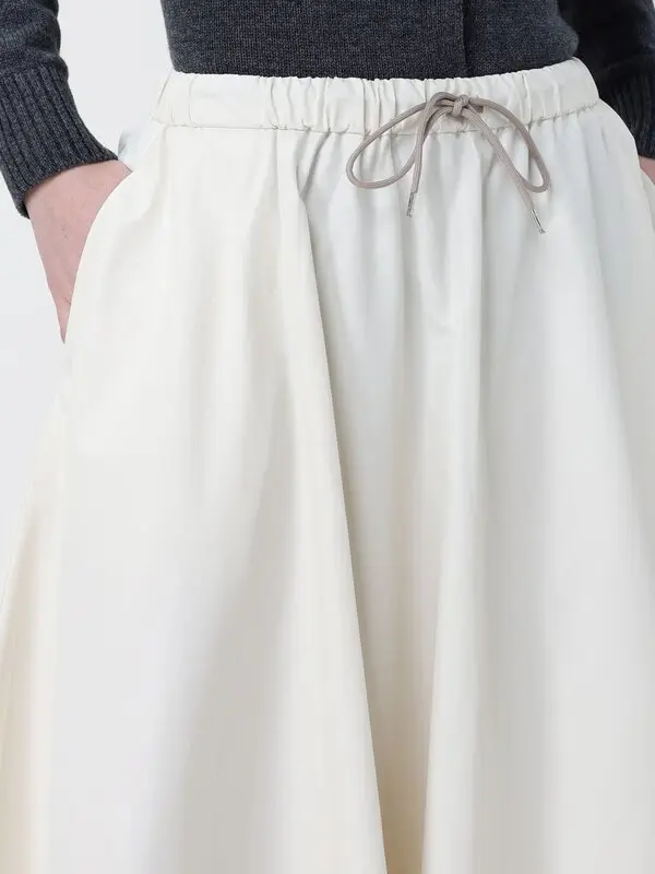 CORDERA Cotton Blend A-line Midi Skirt - White