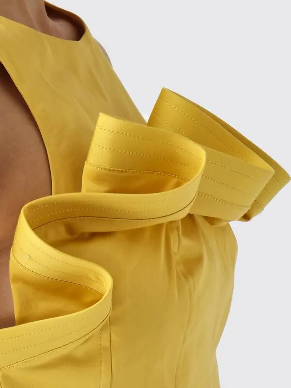 Elisabetta Franchi Cotton Crop Top With Ruffles - Yellow