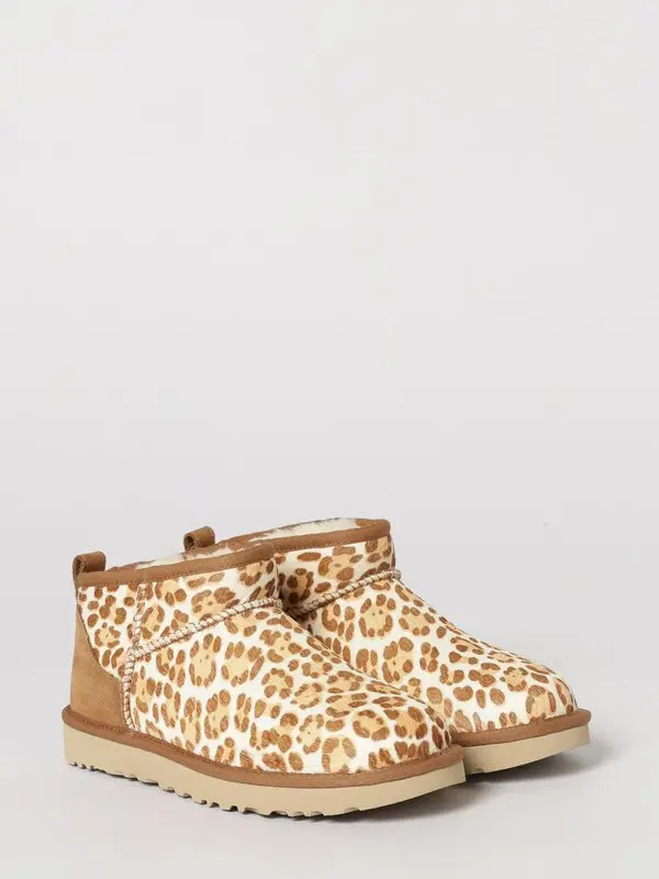 UGG Classic Ultra Mini Leopard Print Calf Hair And Suede Ankle Boots - Brown