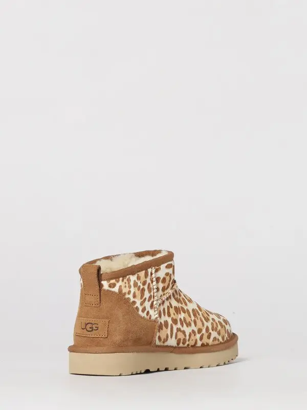 UGG Classic Ultra Mini Leopard Print Calf Hair And Suede Ankle Boots - Brown