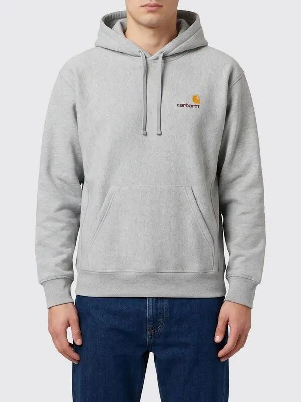 Carhartt Work In Progress Logo Embroidered Hooded Sweatshirt - Grey