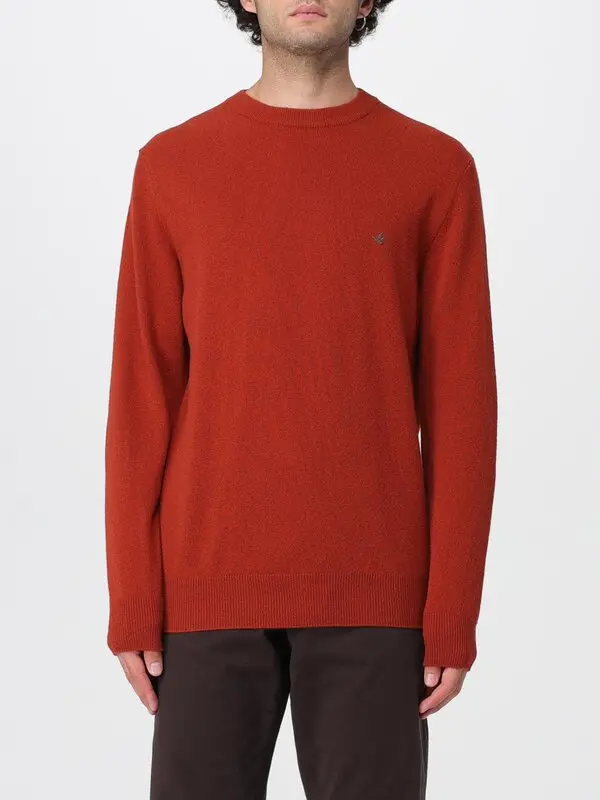 BROOKSFIELD Crew Neck Pullover With Elbow Patches - Brown