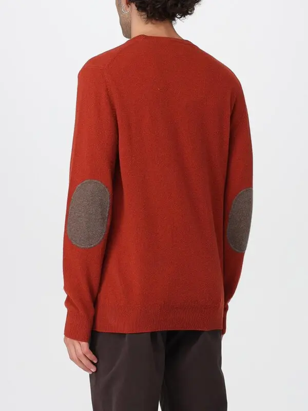 BROOKSFIELD Crew Neck Pullover With Elbow Patches - Brown