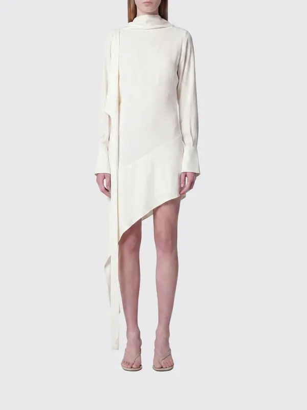 FRANCESCO MURANO Asymmetrical U-back Midi Dress In Silk Blend