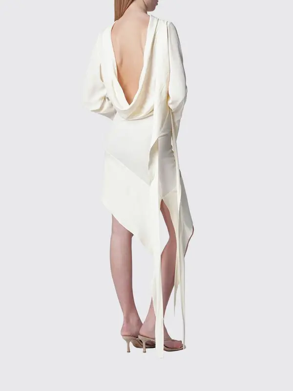 FRANCESCO MURANO Asymmetrical U-back Midi Dress In Silk Blend
