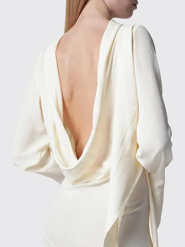 FRANCESCO MURANO Asymmetrical U-back Midi Dress In Silk Blend