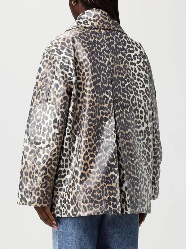GANNI Animal Print Waxed Jacket