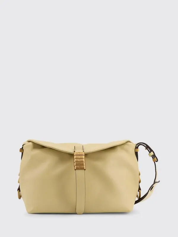 Pinko Small Leather Saddle Bag - Yellow