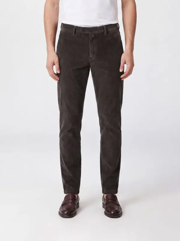 BRIGLIA 1949 Slim Fit Cotton Velvet Chino Trousers - Earth