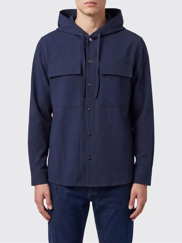 PAOLO PECORA Hooded Jacket In Technical Fabric - Navy