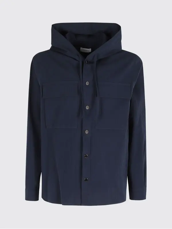 PAOLO PECORA Hooded Jacket In Technical Fabric - Navy