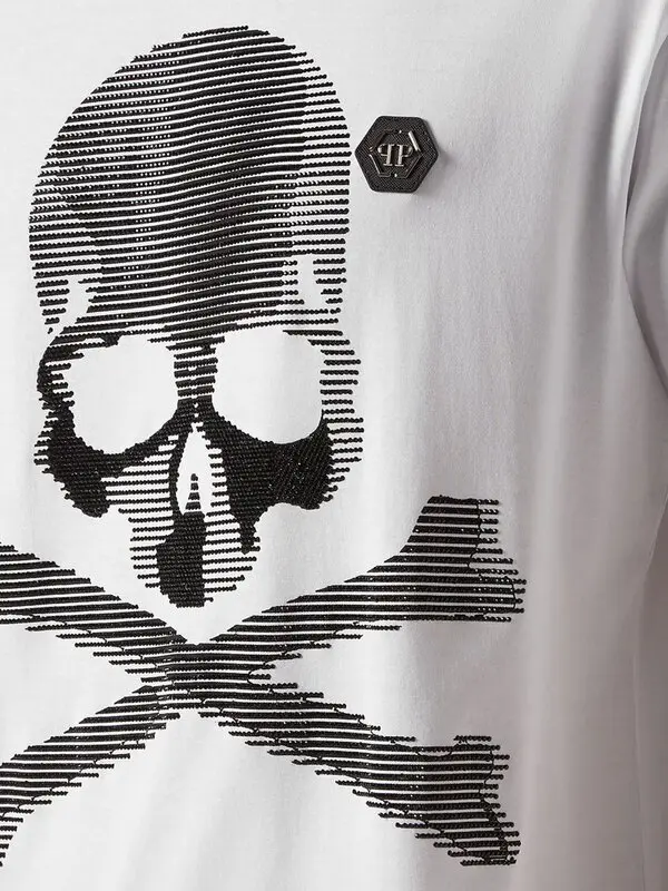 Philipp Plein Short-sleeved Cotton T-shirt With Skull Print