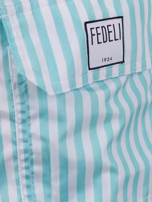 Fedeli Bi Striped Polyester Swim Trunks
