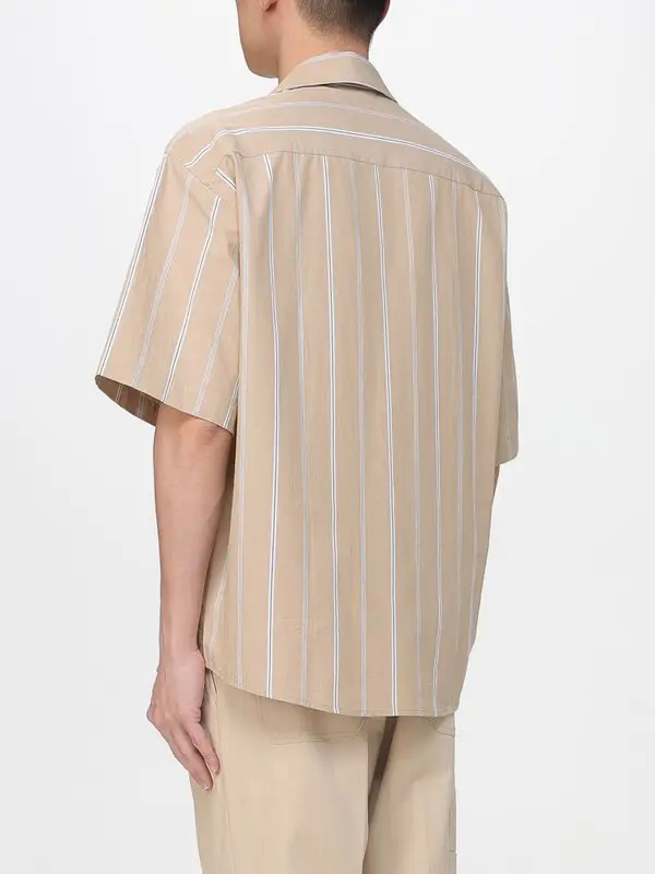 PAOLO PECORA Striped Cotton Blend Casual Shirt