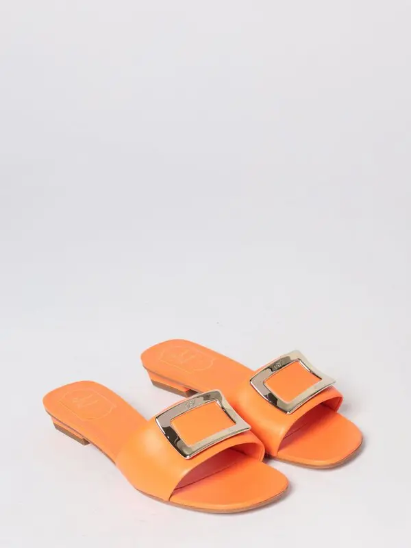 ROGER VIVIER Embellished Leather Mules - Orange