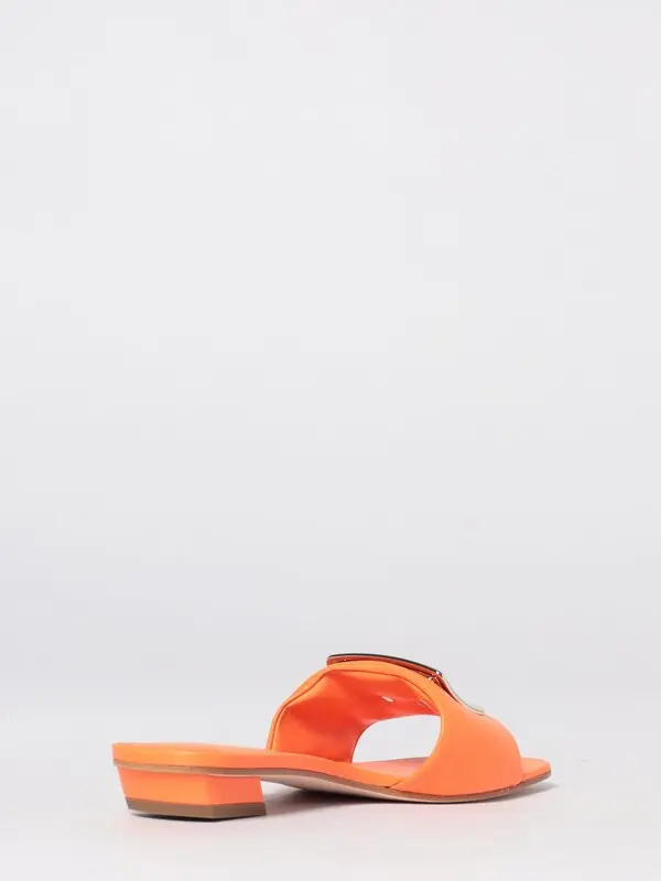 ROGER VIVIER Embellished Leather Mules - Orange
