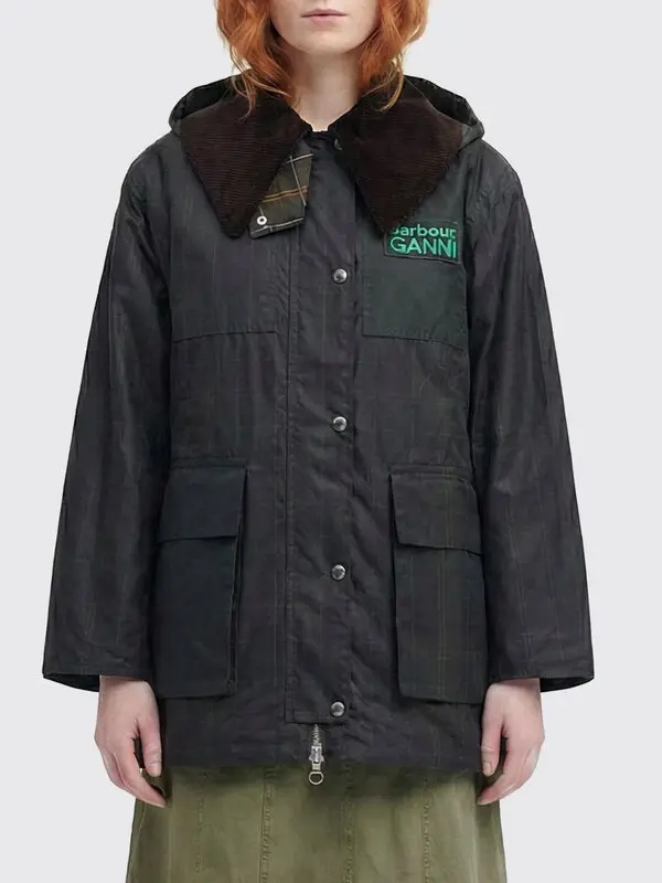 BARBOUR X GANNI Tartan Waxed Jacket - Black