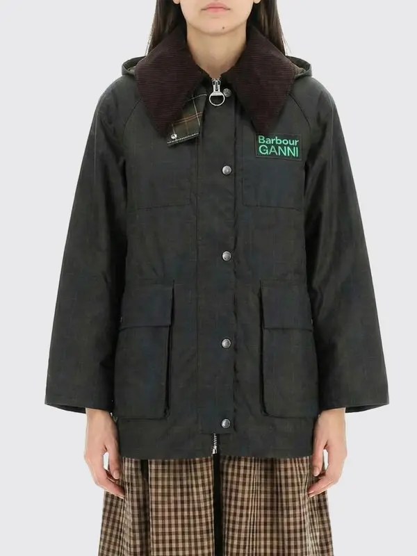 BARBOUR X GANNI Tartan Waxed Jacket - Green