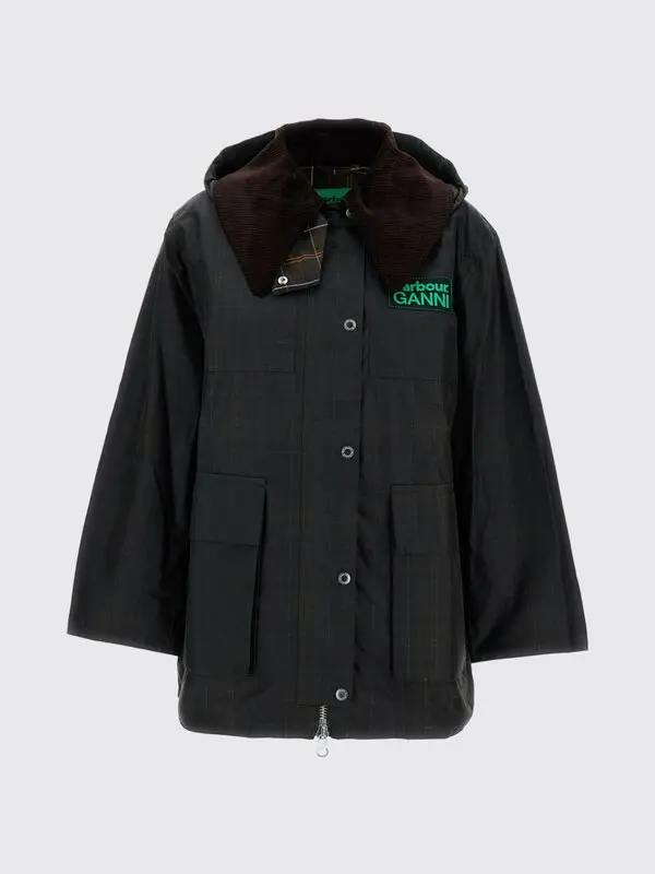 BARBOUR X GANNI Tartan Waxed Jacket - Green