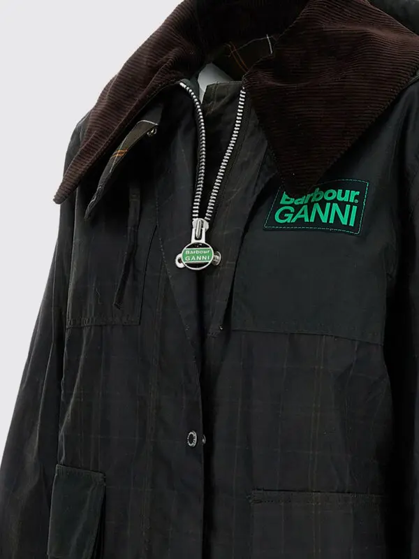 BARBOUR X GANNI Tartan Waxed Jacket - Green