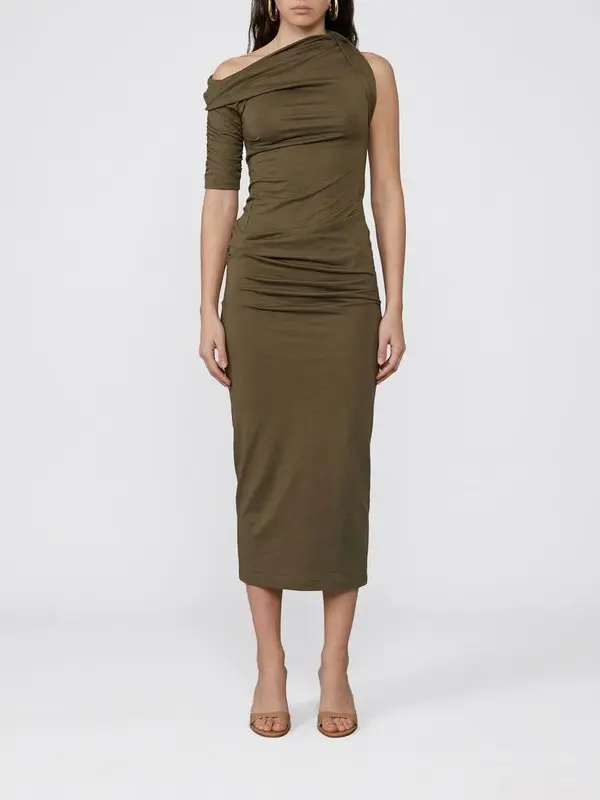 Jacquemus Cotton And Silk One-shoulder Dress