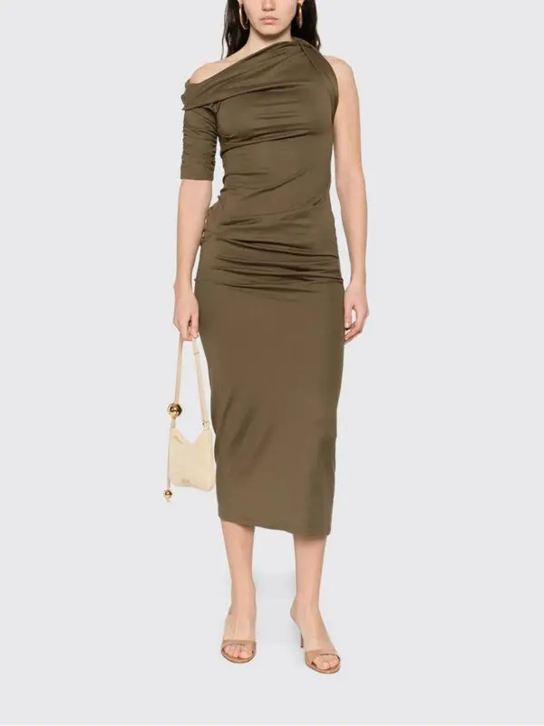 Jacquemus Cotton And Silk One-shoulder Dress