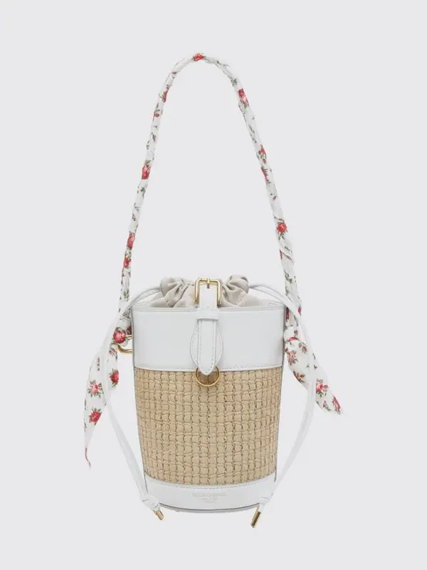 Dolce & Gabbana Capri Raffia And Leather Bucket Bag