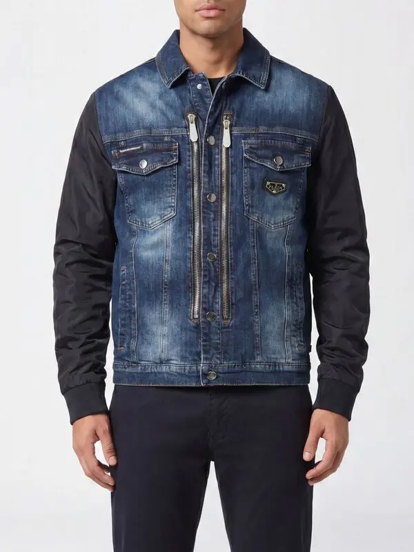 Philipp Plein Cotton Jacket With Classic Collar And Zipper Detail