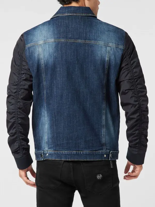 Philipp Plein Cotton Jacket With Classic Collar And Zipper Detail