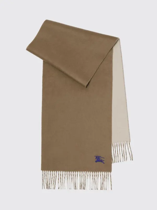Burberry Reversible Scarf In 100% Cashmere With Embroidered Ekd Logo