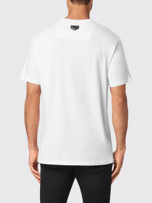 Philipp Plein Solid Colour Cotton Crew-neck T-shirt With Logo - White