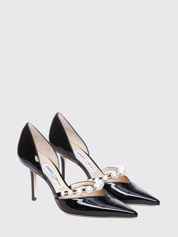 JIMMY CHOO Aurelie Patent Leather Pumps With Synthetic Pearls