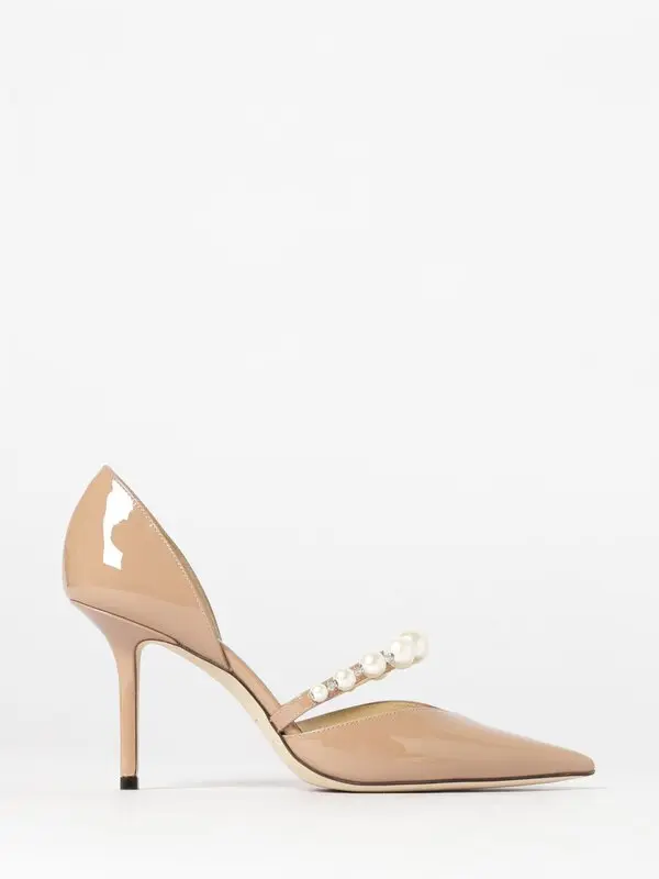 JIMMY CHOO Aurelie Patent Leather Pumps With Synthetic Pearls - Pink