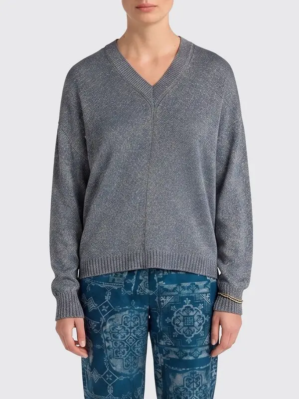 Momoni Lurex Viscose V-neck Sweater