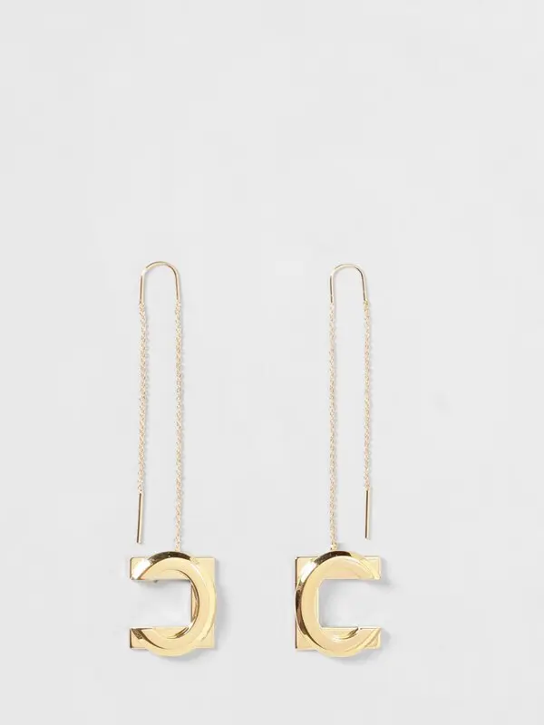 Elisabetta Franchi Brass Logo Earrings