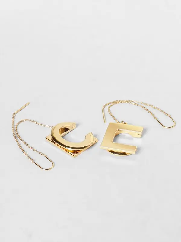 Elisabetta Franchi Brass Logo Earrings