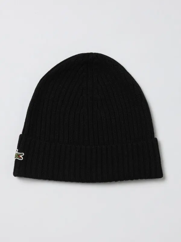 Lacoste Ribbed Beanie - Black