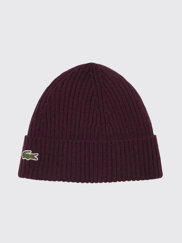 Lacoste Ribbed Beanie - Burgundy