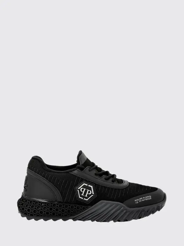 Philipp Plein Leather And Knit Monogram Runner Low-top Sneakers - Black