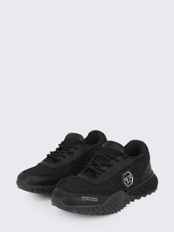 Philipp Plein Leather And Knit Monogram Runner Low-top Sneakers - Black