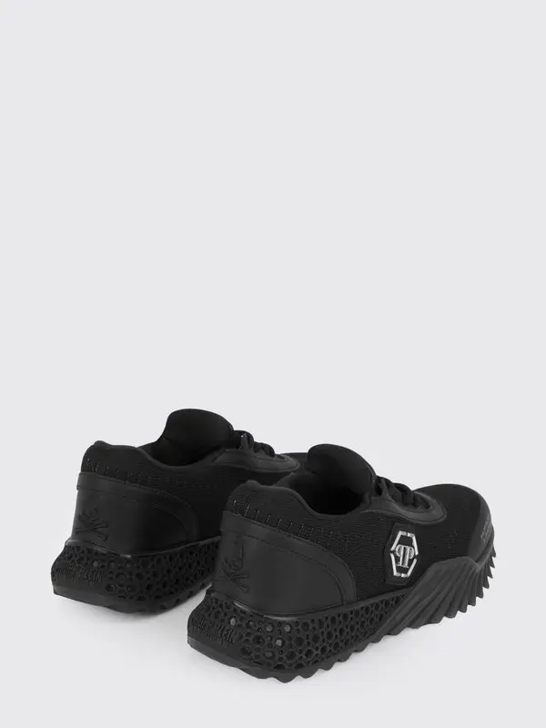 Philipp Plein Leather And Knit Monogram Runner Low-top Sneakers - Black