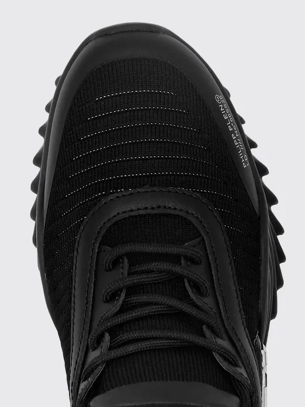 Philipp Plein Leather And Knit Monogram Runner Low-top Sneakers - Black