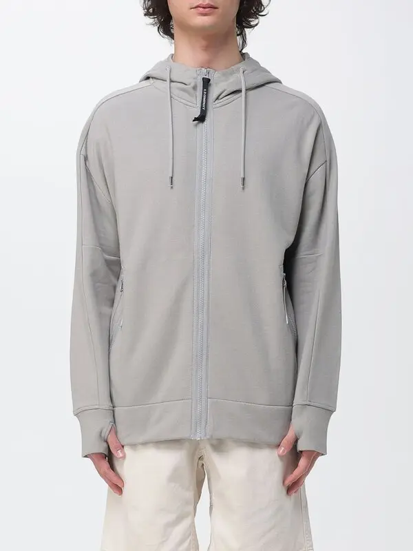 C.P. COMPANY Zip-up Hooded Sweatshirt With Lens Mask - Natural