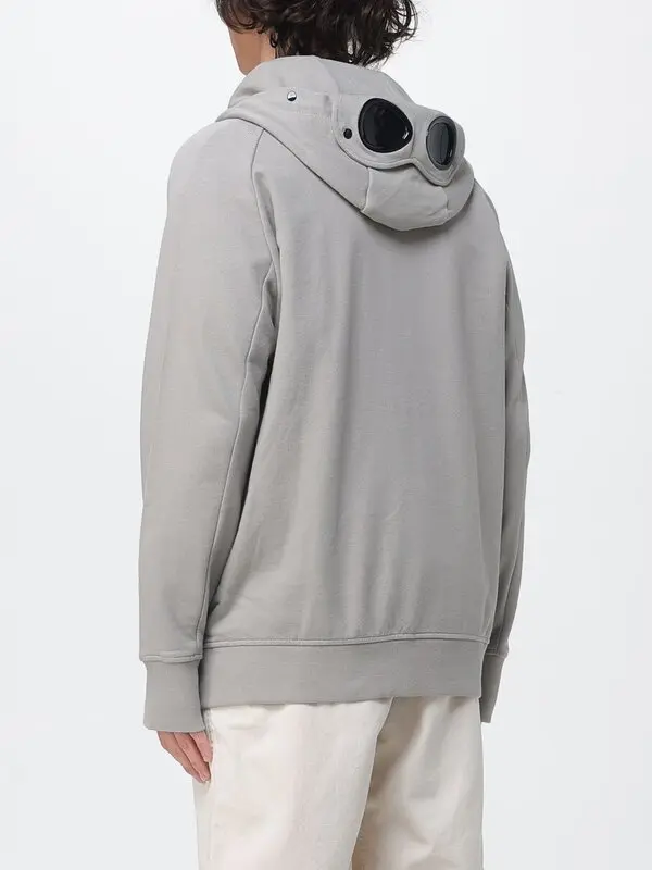C.P. COMPANY Zip-up Hooded Sweatshirt With Lens Mask - Natural