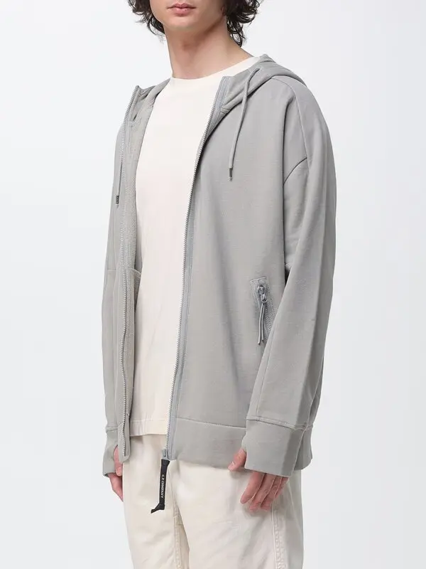 C.P. COMPANY Zip-up Hooded Sweatshirt With Lens Mask - Natural