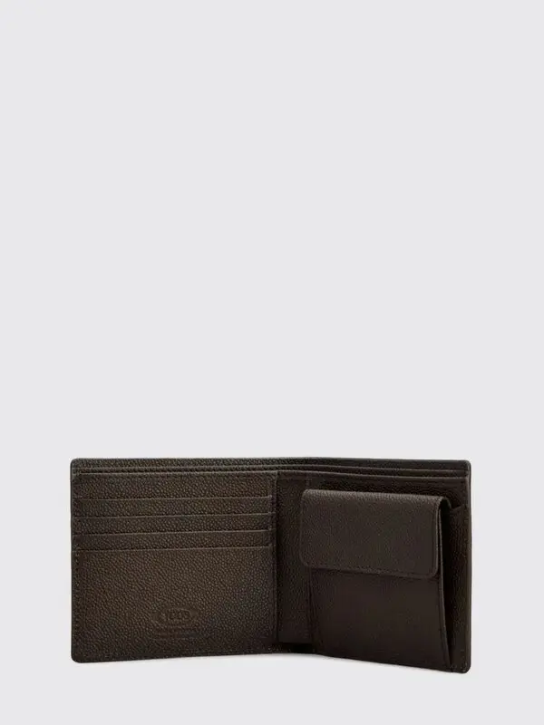TOD'S T Timeless Grained Leather Wallet - Brown